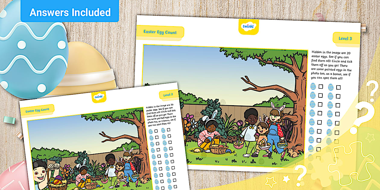 Easter Egg Count Puzzle - Level 3 - Kids Puzzles - Twinkl
