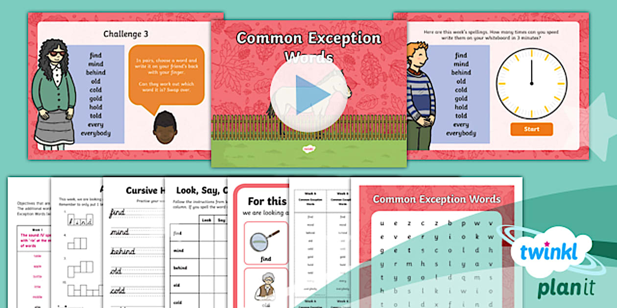 PlanIt Y2 Term 1B W6 Common Exception Words Spelling Pack planit-y2-term-1b-w6-common-exception-words-spelling-pack