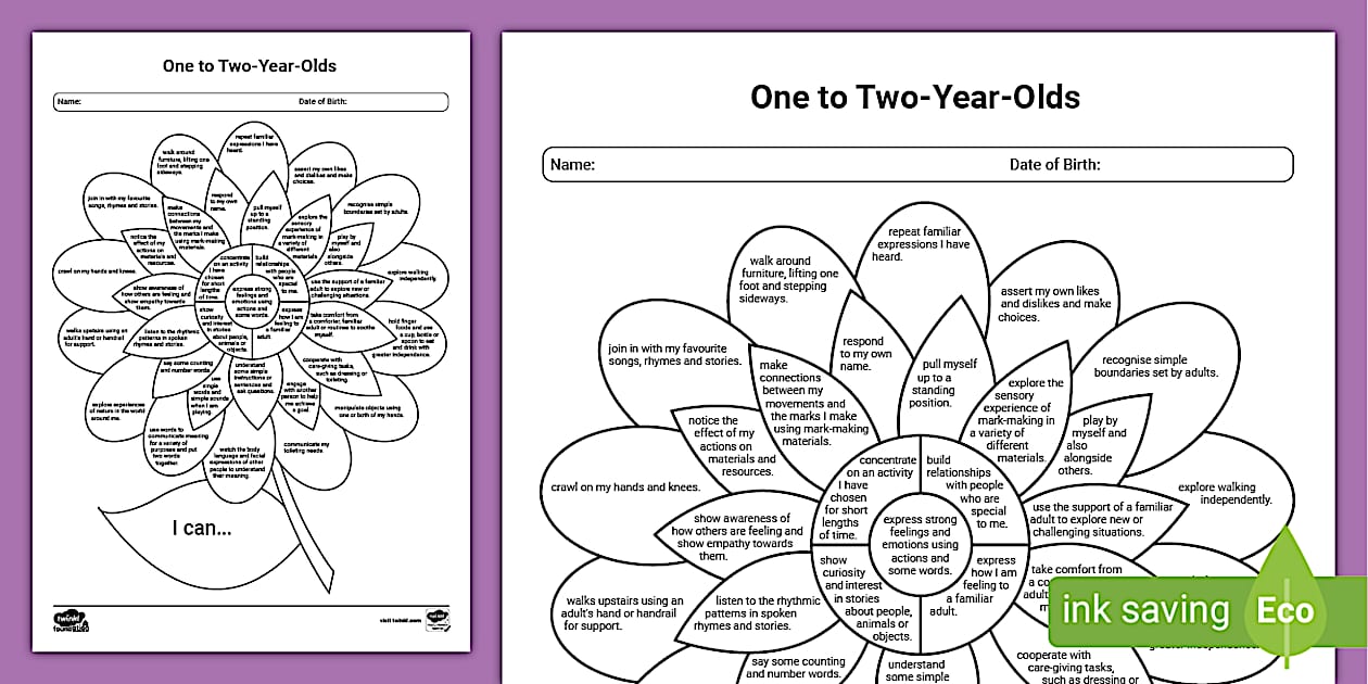 I Can' Assessment Flower for 1 to 2-year-olds (teacher made)