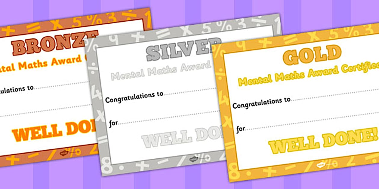 Mental Maths Certificates - Twinkl
