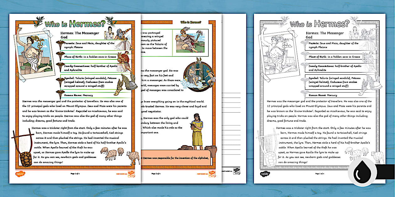 Hermes Greek God Intermediate Reading Comprehension - Twinkl