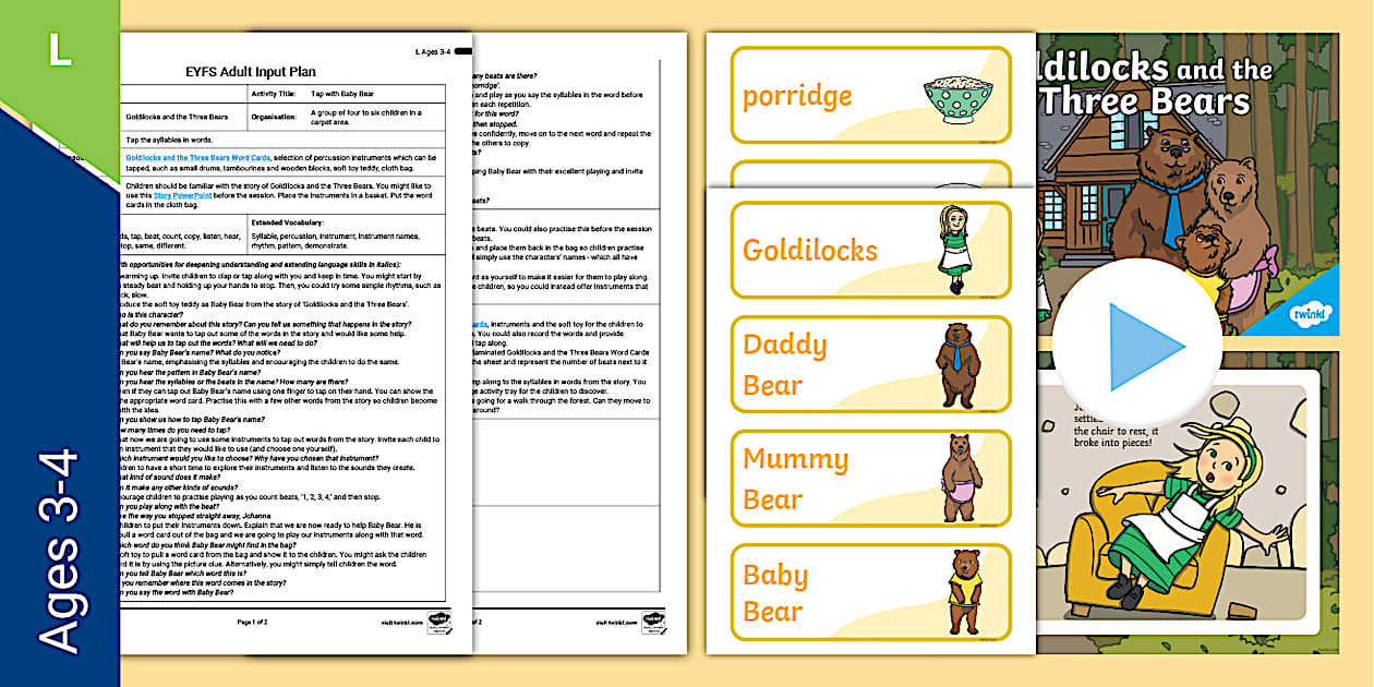 EYFS Tap with Baby Bear Adult Input Plan and Resource Pack