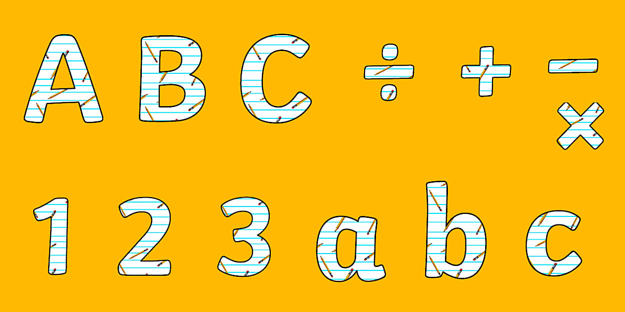 Pencils and Paper Bulletin Board Letters and Numbers