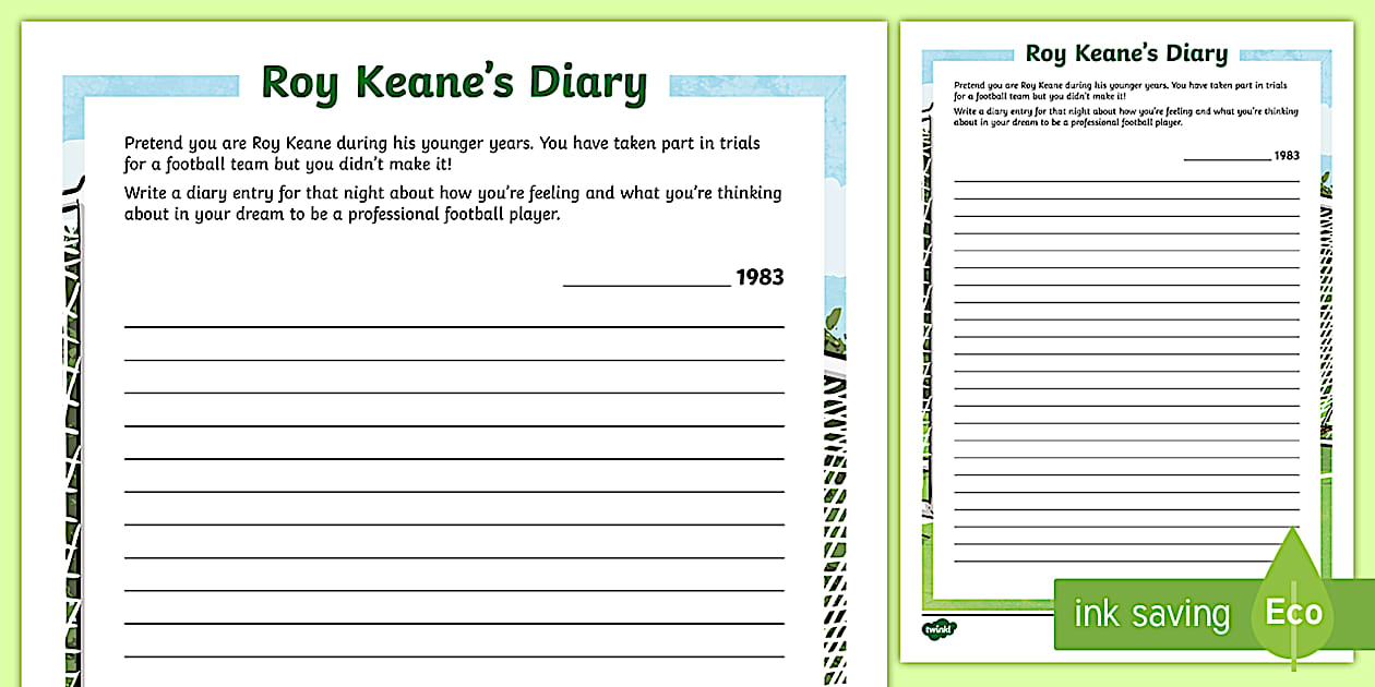 Roy Keane Diary Worksheet - Twinkl