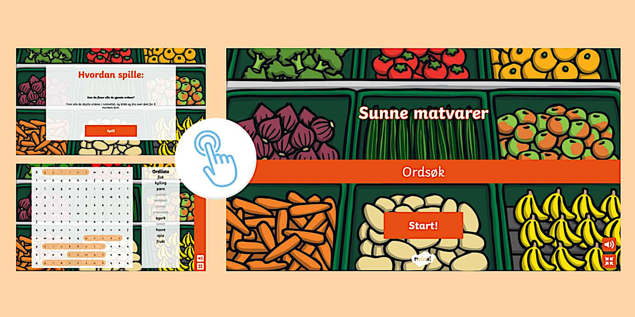 Sunne matvarer interaktivt letekryss