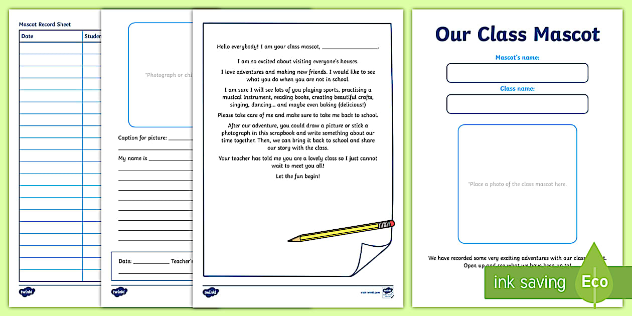 Our Class Mascot Language Activity Booklet (teacher made)