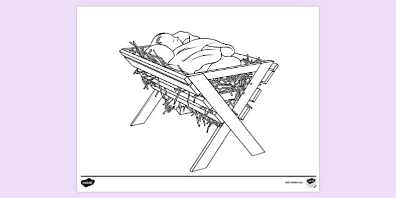 Jesus In A Manger | Colouring Sheets (teacher made) - Twinkl