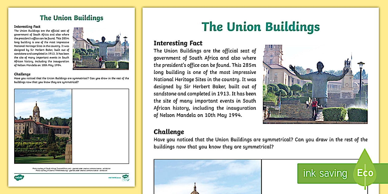 The Union Buildings Worksheet / Worksheet - Twinkl