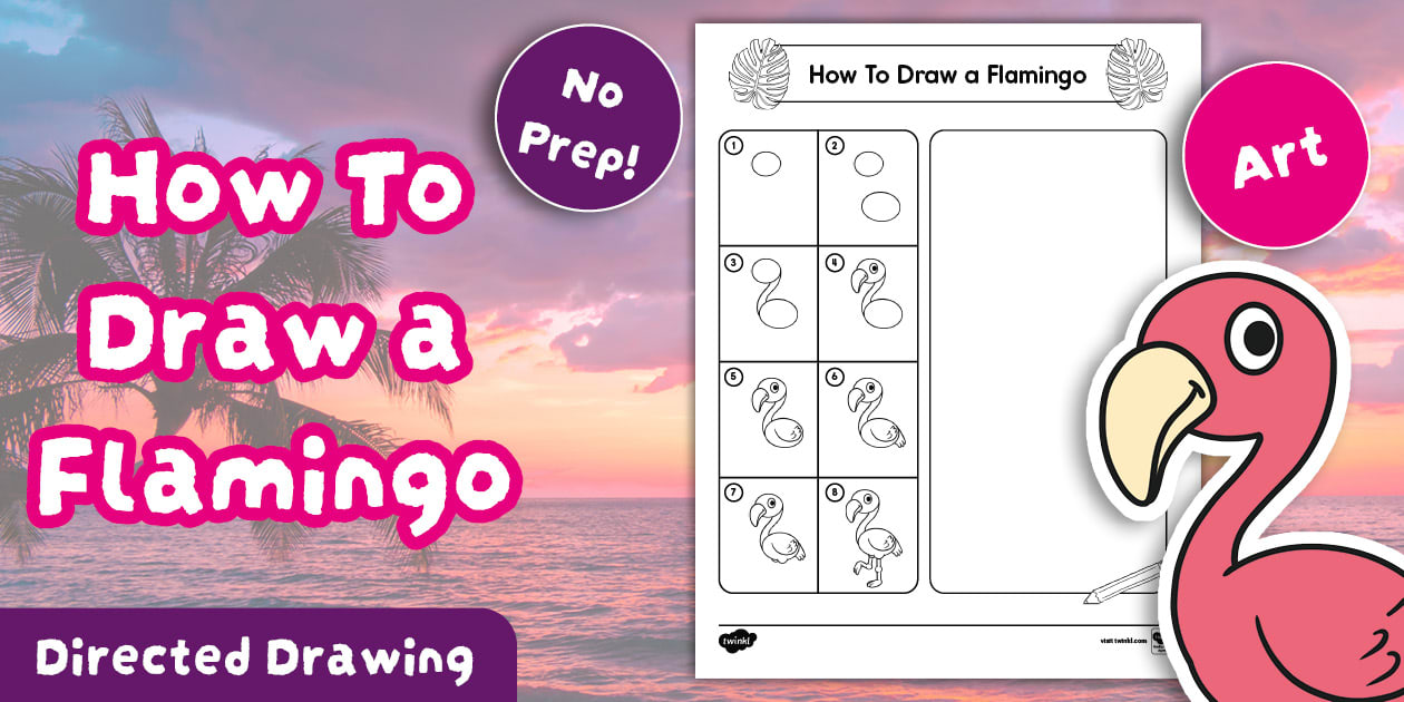 How To Draw a Flamingo Worksheet (teacher made) - Twinkl