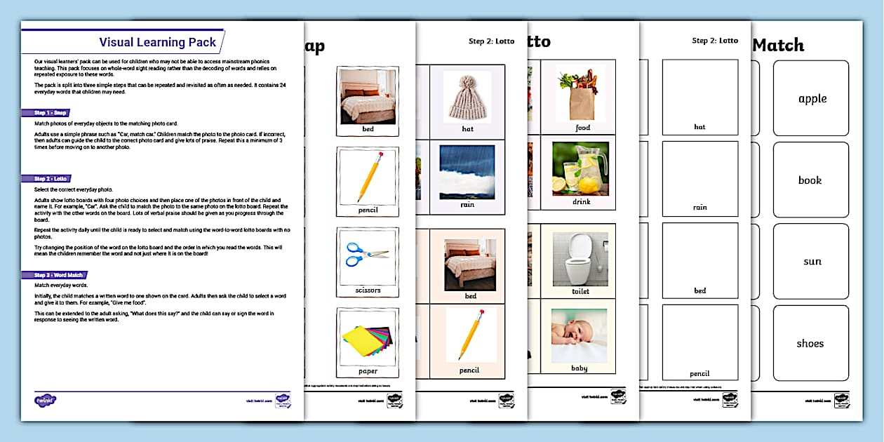 Visual Learner Word Reading Pack (teacher made) - Twinkl