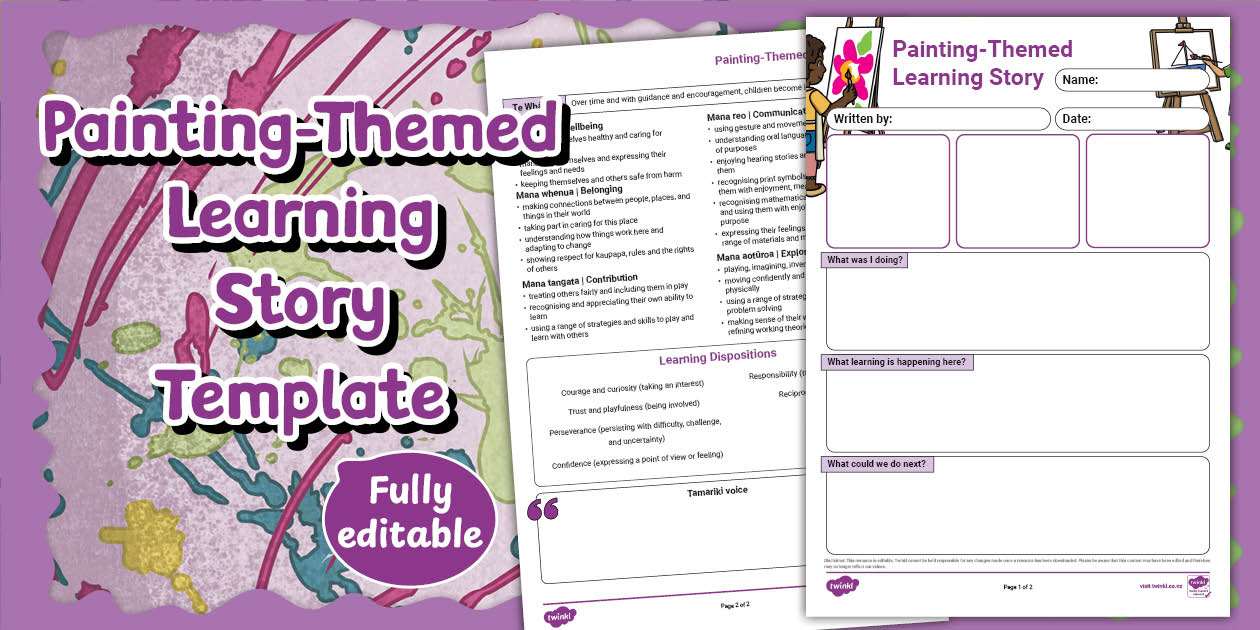 Painting Themed Learning Story Template (editable)