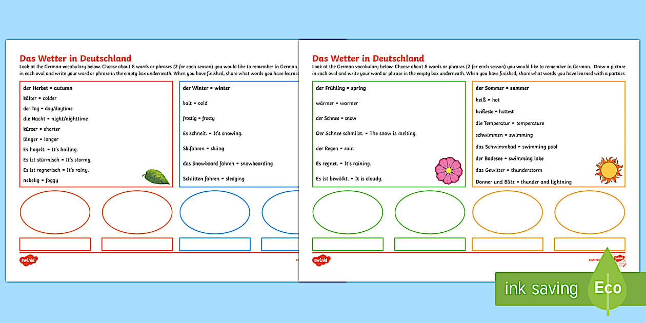German Weather Worksheet - Weather in Germany Worksheet