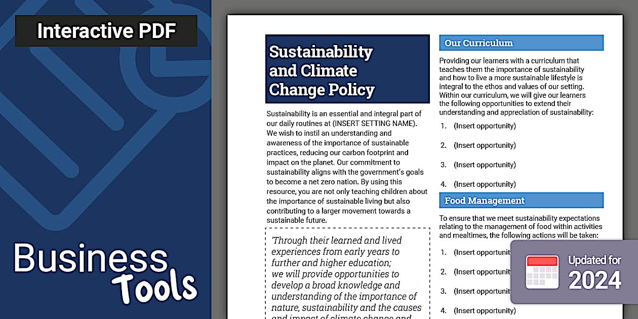 Sustainability and Climate Change Policy