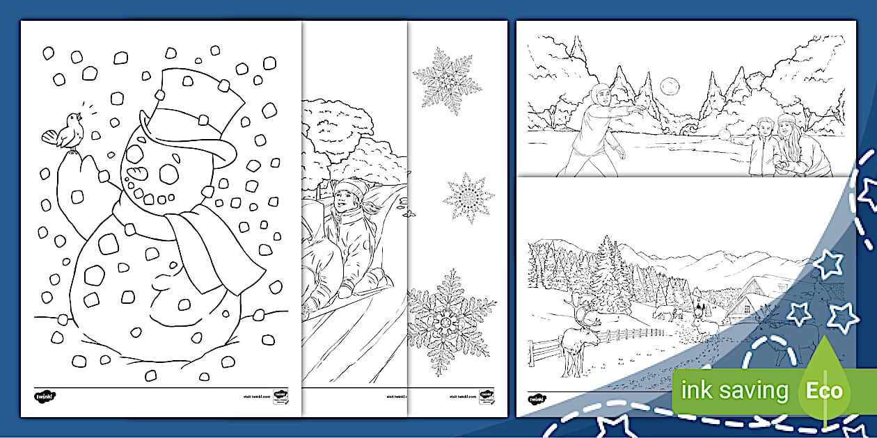 Winter-Themed Colouring Sheets (Ages 7 - 11) (teacher made)