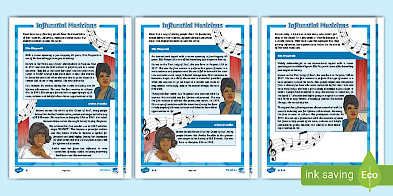 UKS2 Influential Musicians Differentiated Reading Comprehension