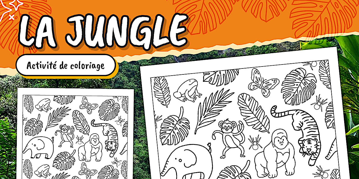 Activité de coloriage : La jungle - Twinkl