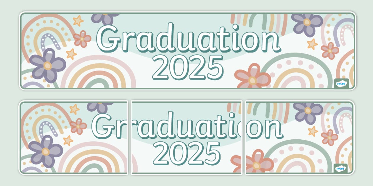 Editable Muted Rainbow Graduation Display Banner | Twinkl