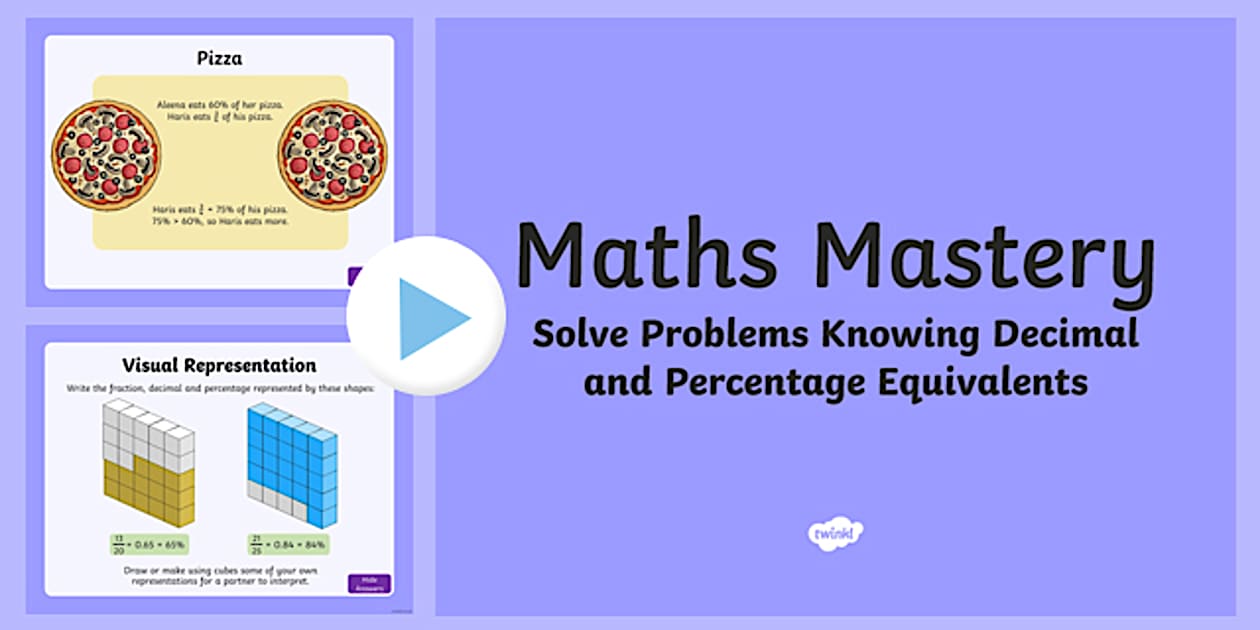 Year 6, Fractions and Decimals, Solve Problems Decimal and Percentage