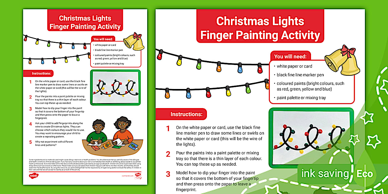 Christmas Lights Finger Painting Activity (teacher made)