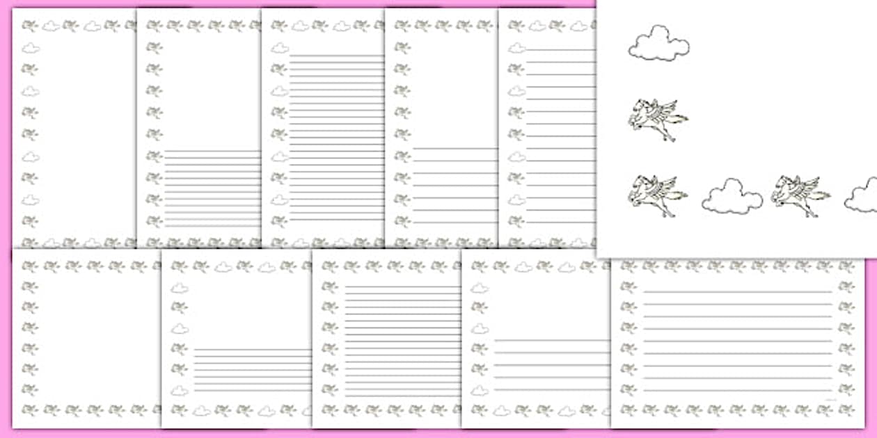 Black and White Pegasus Themed Page Borders (teacher made)