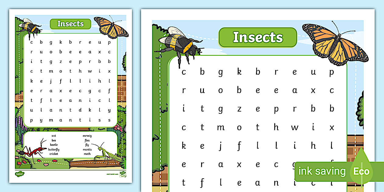 Insects Word Search (teacher made) - Twinkl