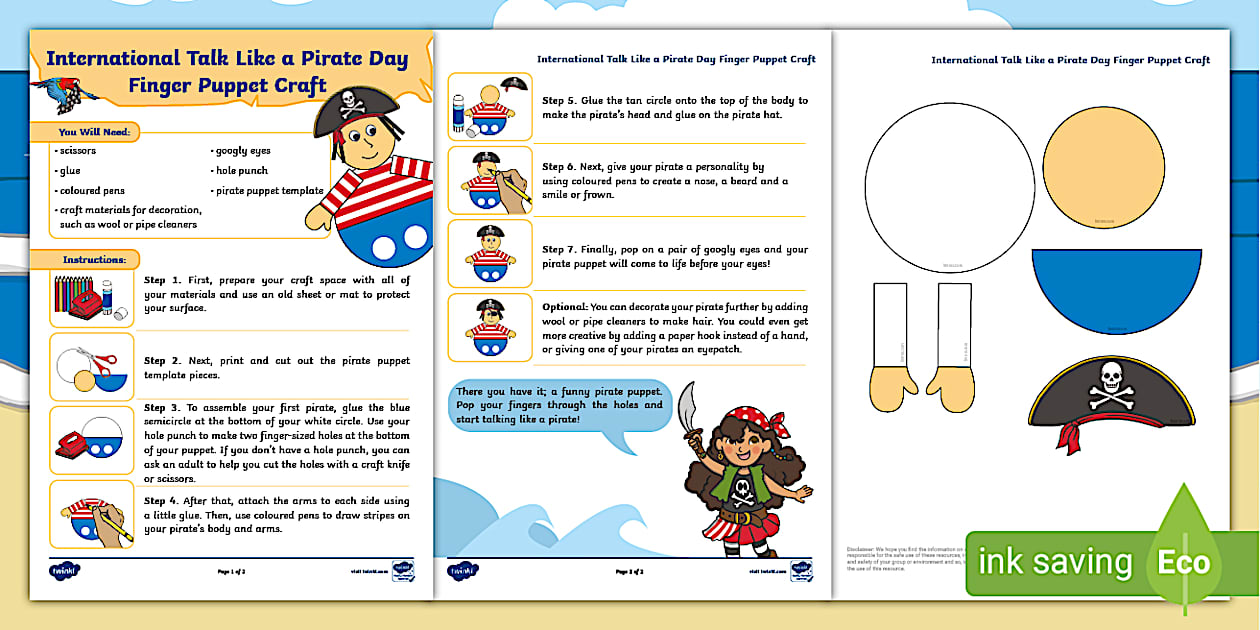International Talk Like a Pirate Day Finger Puppet Craft
