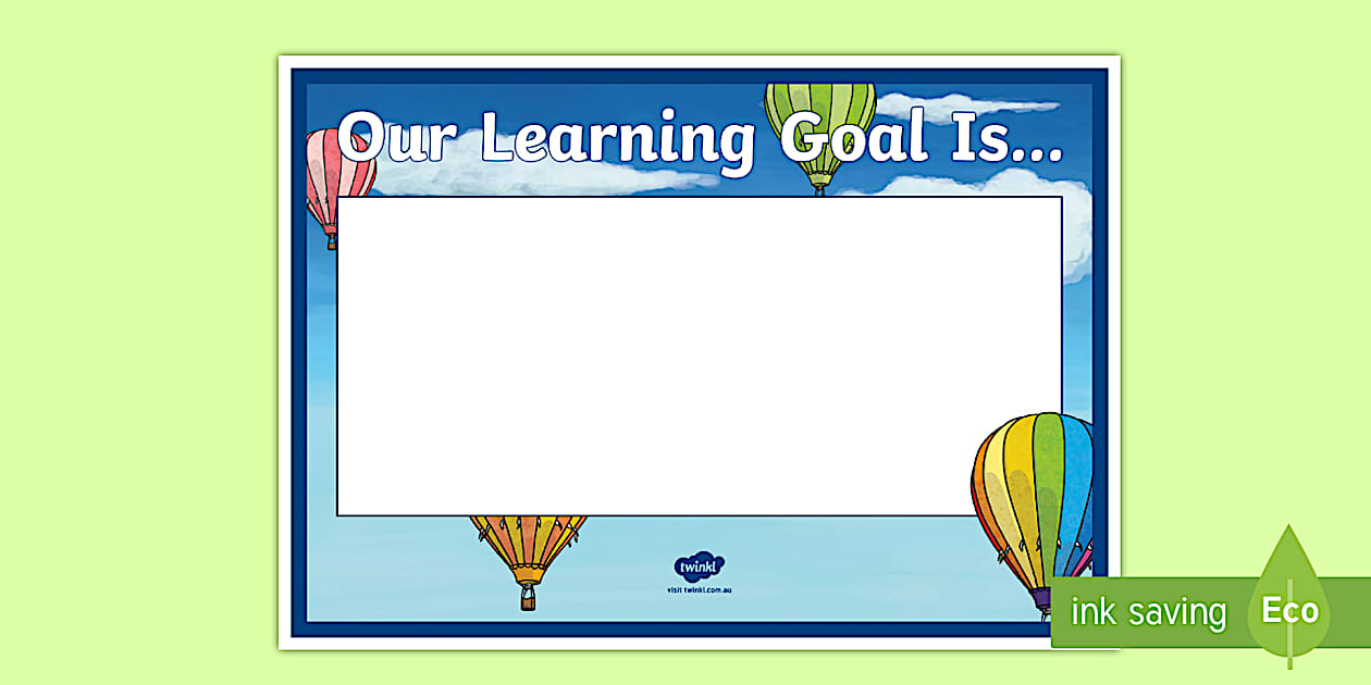 Goal Setting Wall Display Poster | Hot Air Balloon Theme