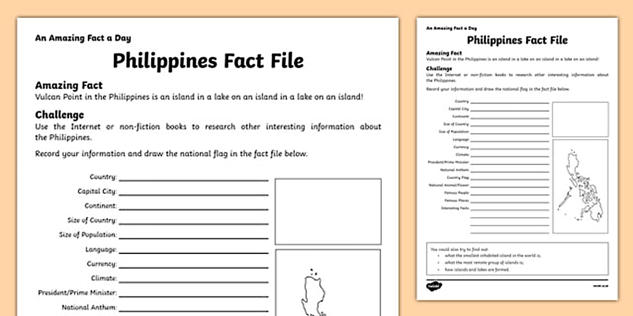 Editable Philippines Fact File Worksheet - Twinkl