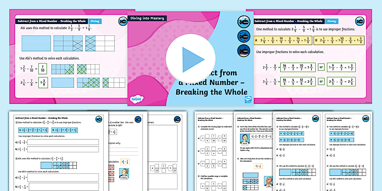👉 Y5: Step 16 Subtract from a Mixed Number –Breaking the Whole