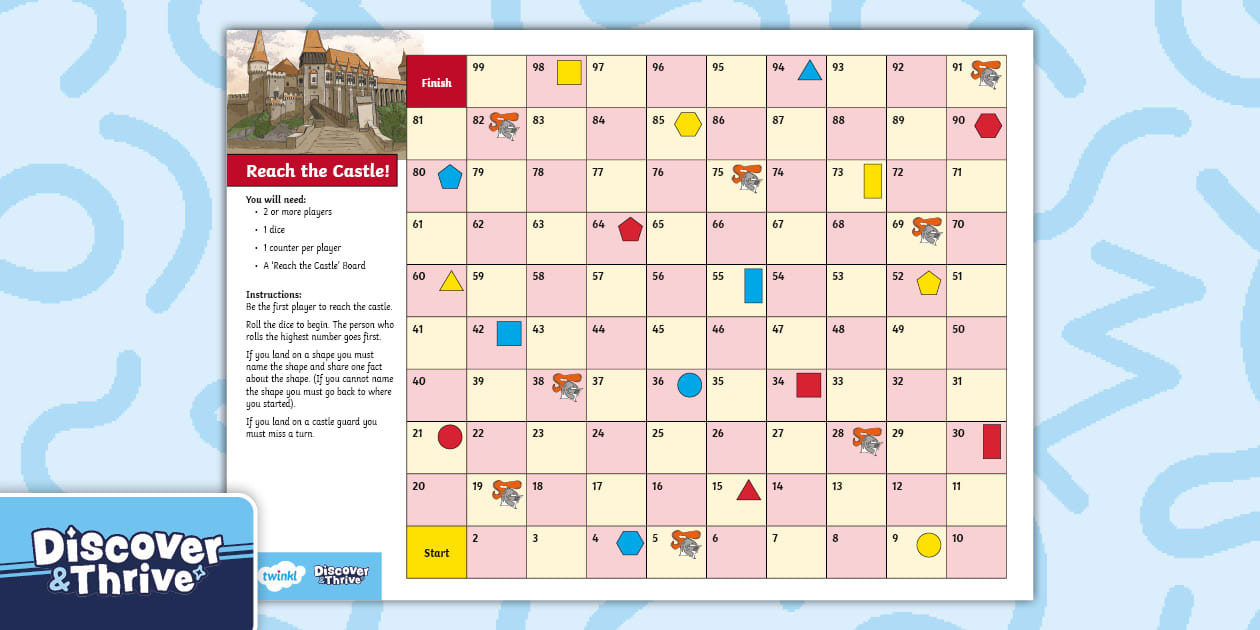 Medieval Castles (2D Shapes) Board Game (teacher made)