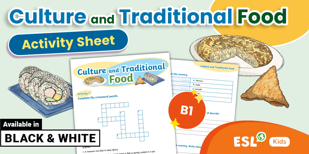 ESL Culture & Traditional Food Activity Sheet for Kids