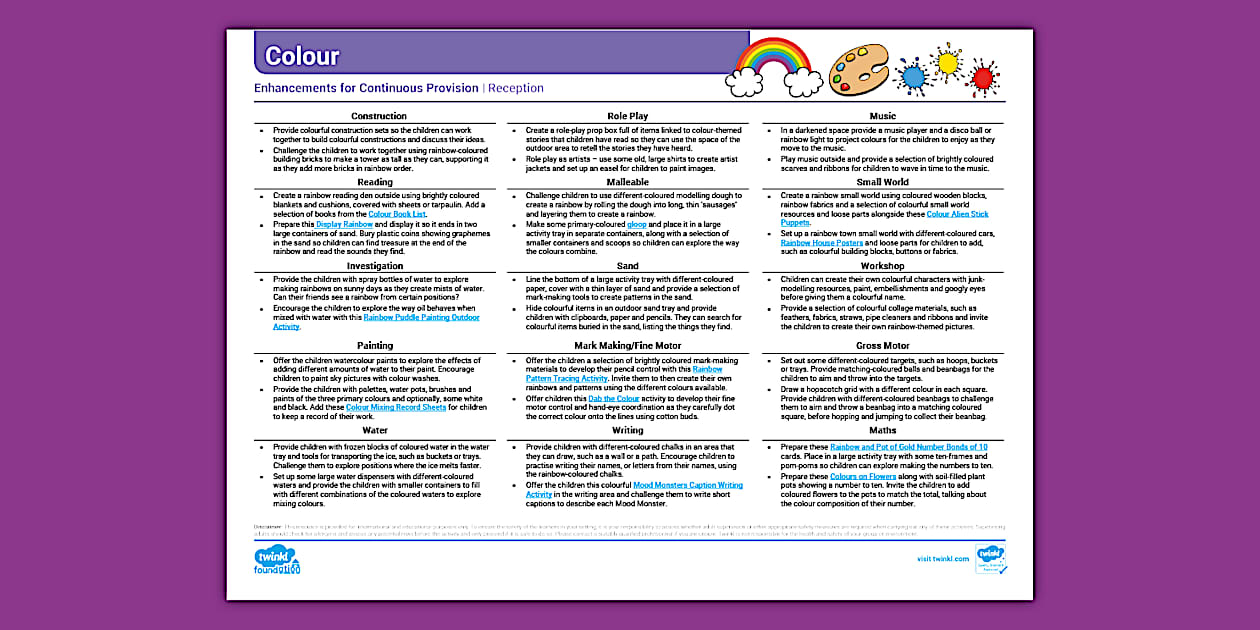 Kindergarten Color Enhancement Ideas (Teacher-Made) - Twinkl