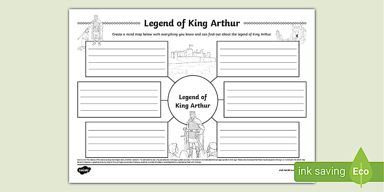 Legend of King Arthur Mind Map,King Arthur - Twinkl