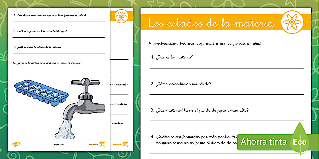 Cuestionario: Los estados de la materia (teacher made)