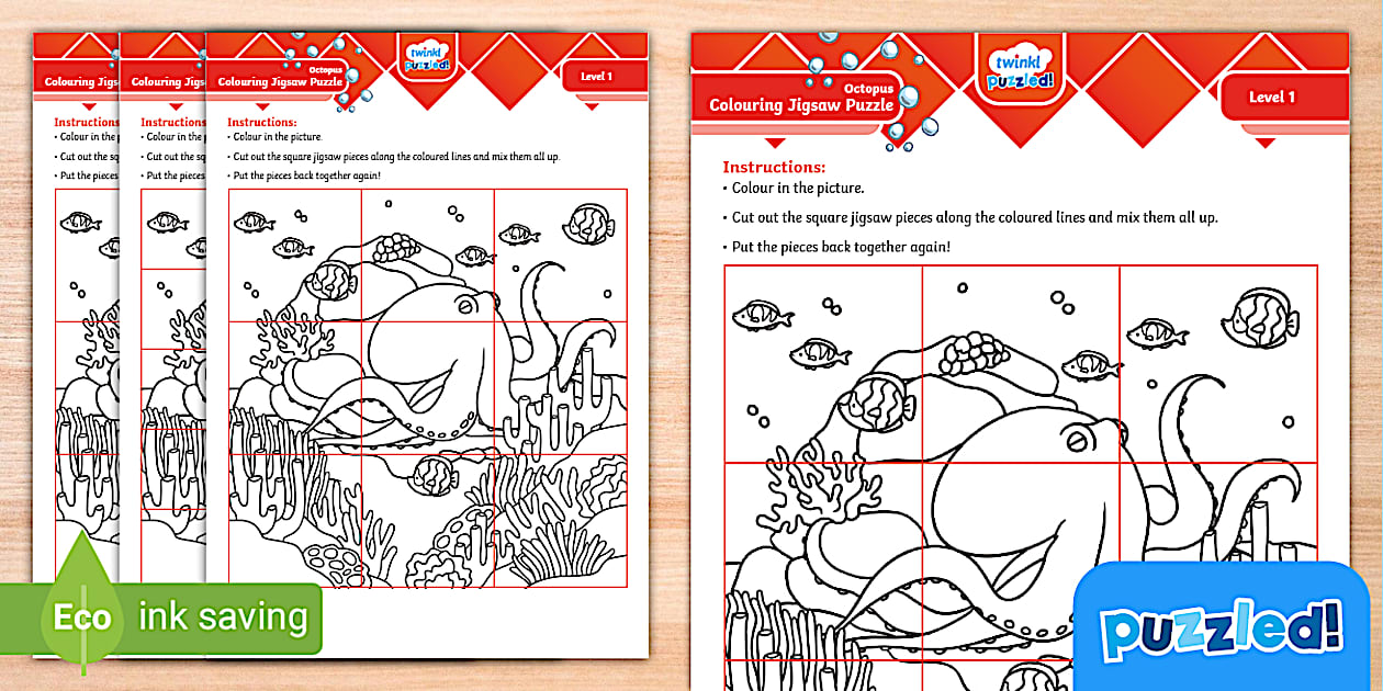 Octopus Colouring Page Jigsaw Puzzle - Twinkl Puzzled - kids