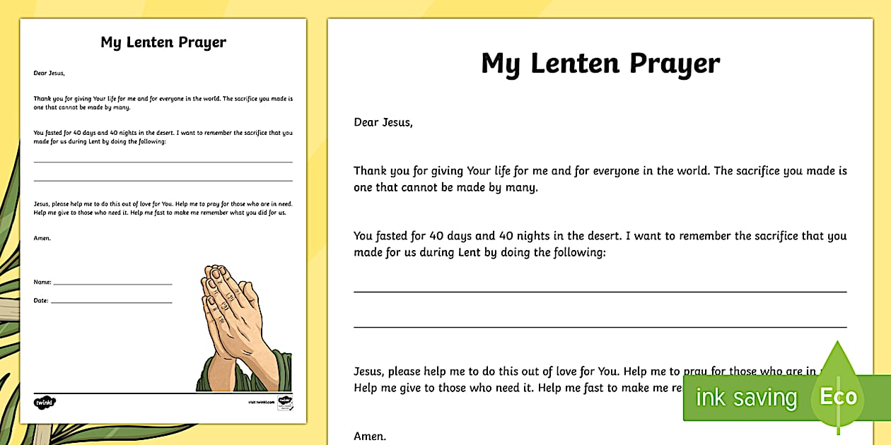 My Lenten Prayer Worksheet / Worksheet (teacher made)
