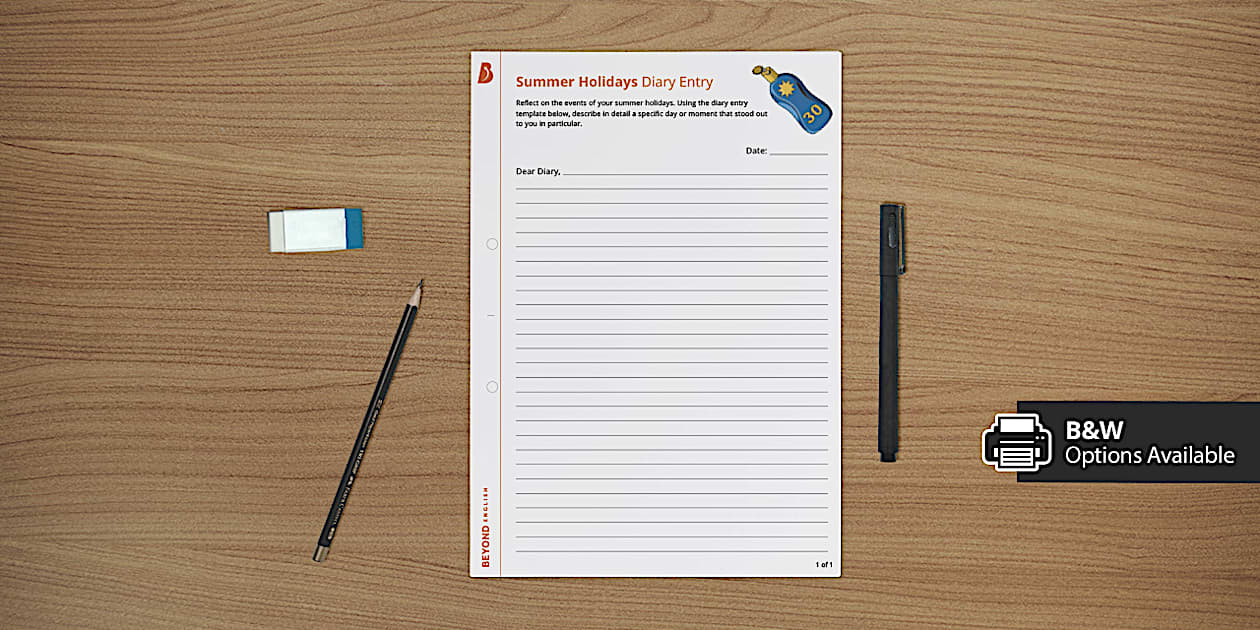 Summer Holidays Diary Entry (teacher made) - Twinkl