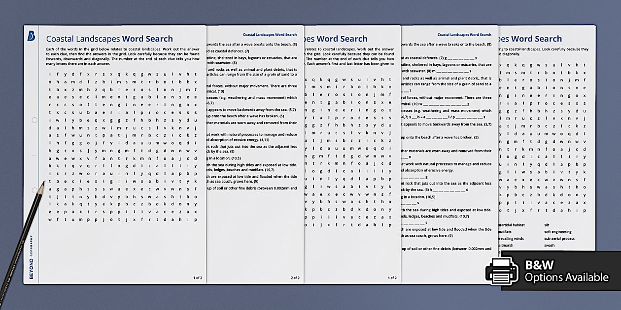 GCSE AQA Coastal Landscapes Word Search (Teacher-Made)