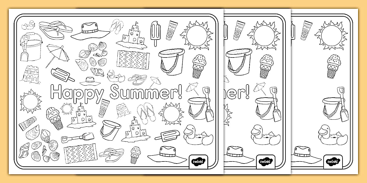 Happy Summer Coloring Page | Resource | Twinkl USA - Twinkl
