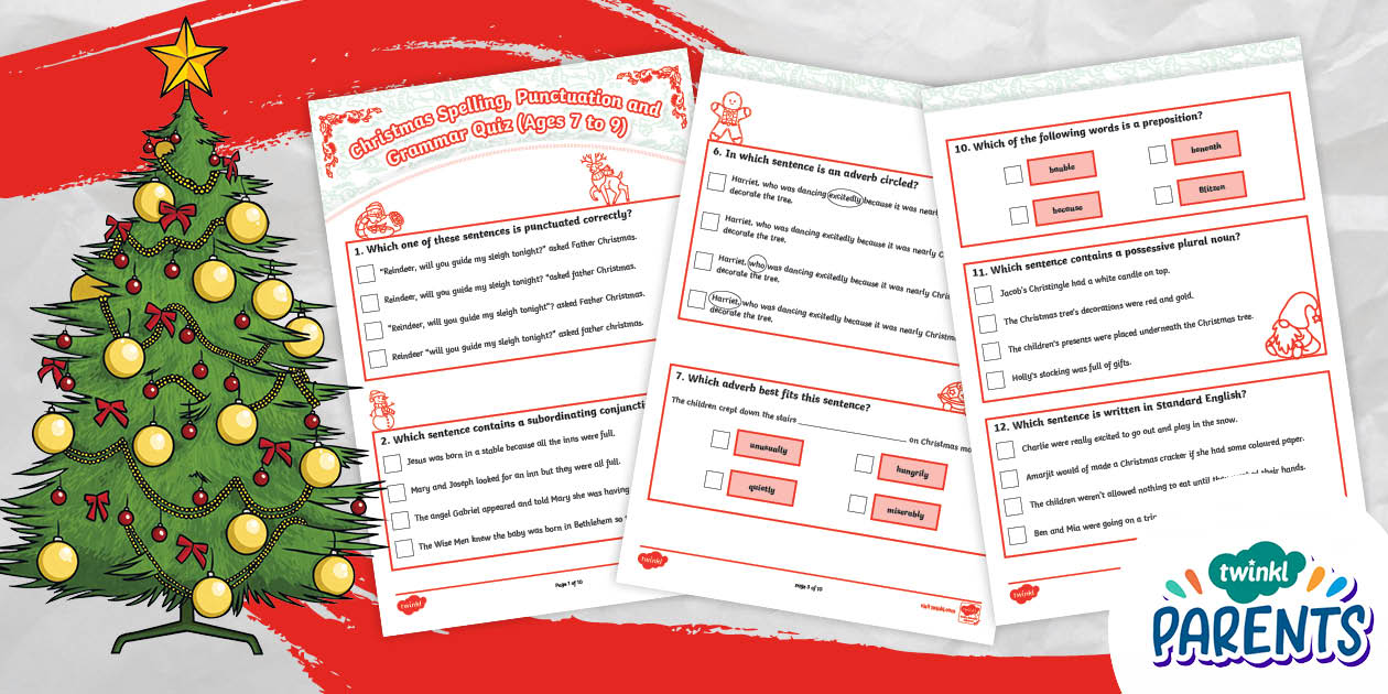Christmas Spelling, Punctuation and Grammar Quiz