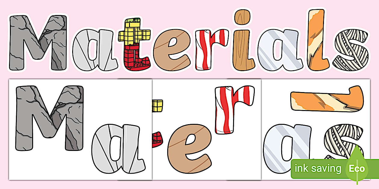 Materials Display Lettering (teacher made) - Twinkl