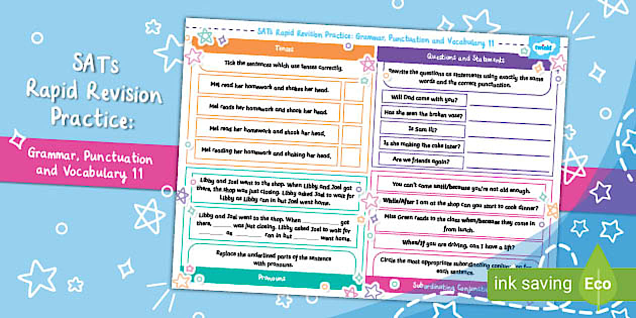 SATs SpaG Revision Sheet 11 | Parents Home Teaching Support