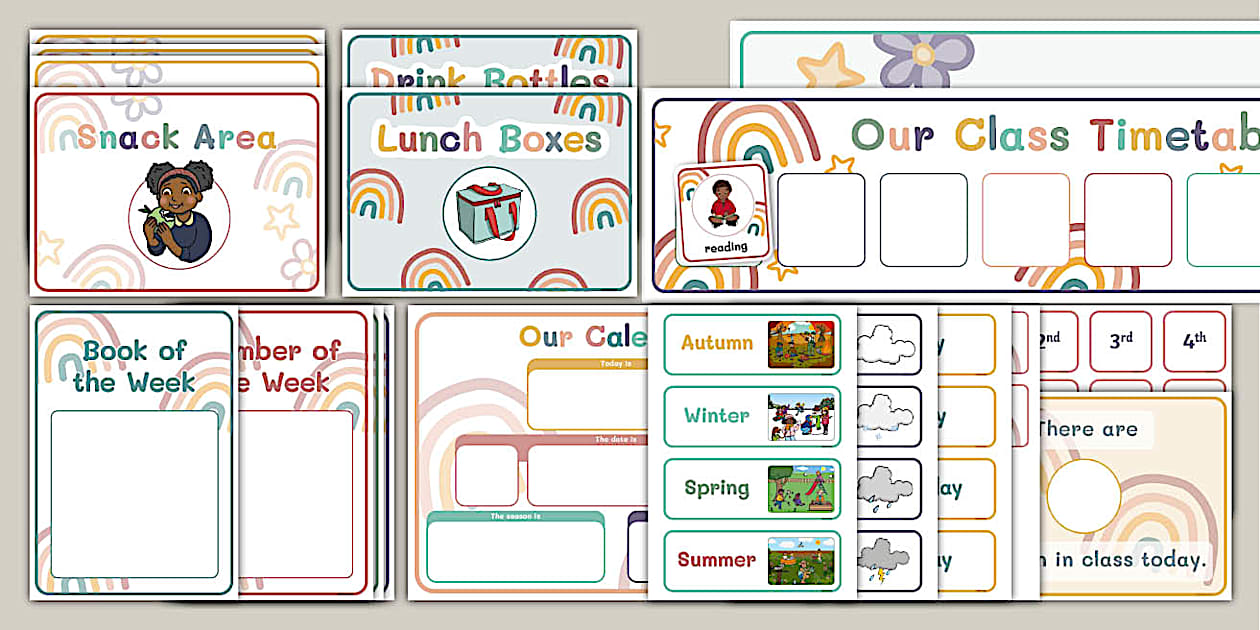 EYFS Muted Rainbow Display Pack | Twinkl (teacher made)