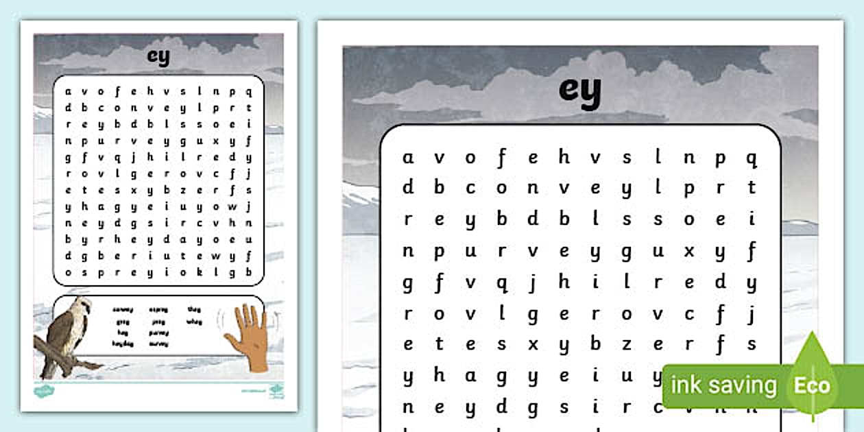 'ey' Alternative Digraph Word Search (l'enseignant a fait)