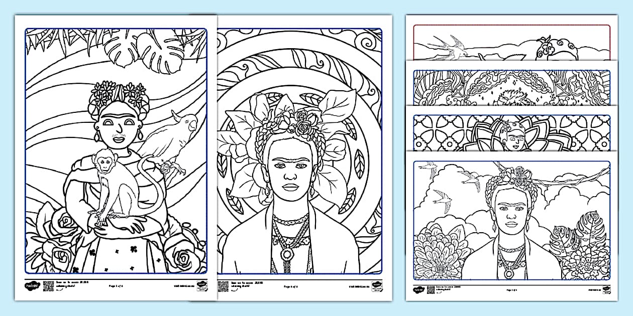 Frida Kahlo Colouring Sheets | Parent Home Teaching Support