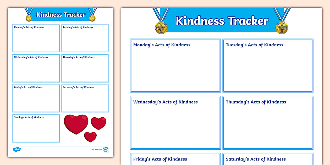 Kindness Challenge Daily Tracker (teacher made) - Twinkl