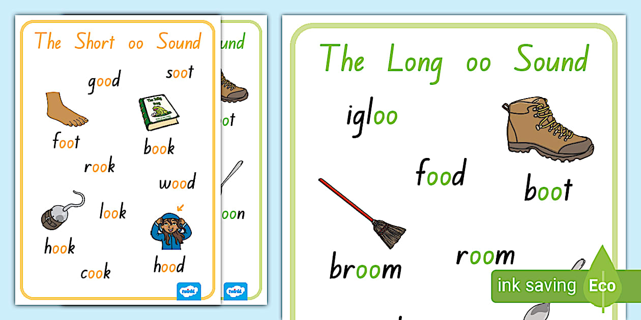 Long And Short oo Sound Anchor Charts professor Feito 