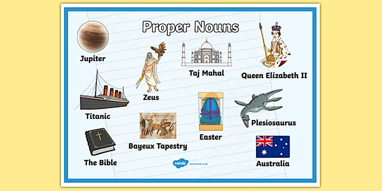 Proper Nouns Poster | Noun Poster for the Classroom - Twinkl