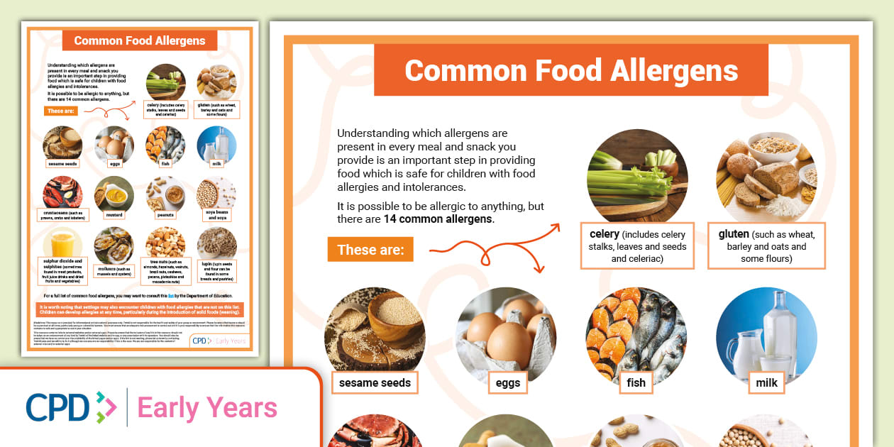 Common Food Allergens (Poster) | Early Years CPD - Twinkl