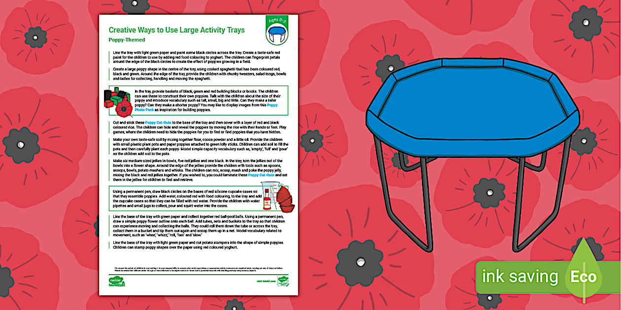 EYFS Ages 0-3 Large Activity Trays: Poppy-Themed - Twinkl